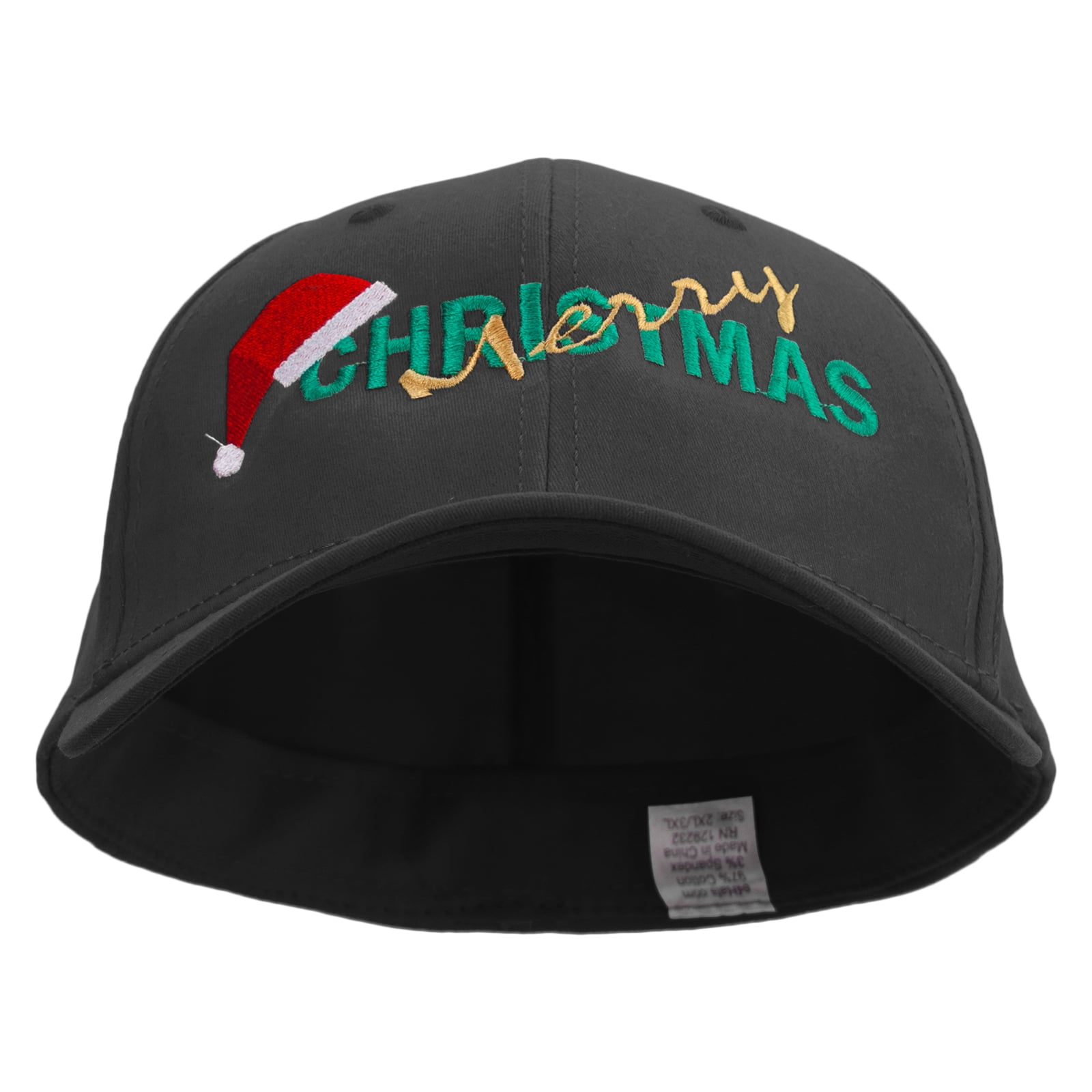 Merry Chirstmas Santa Hat Embroiderd Big Size Stretchable Deluxe Fitted ...