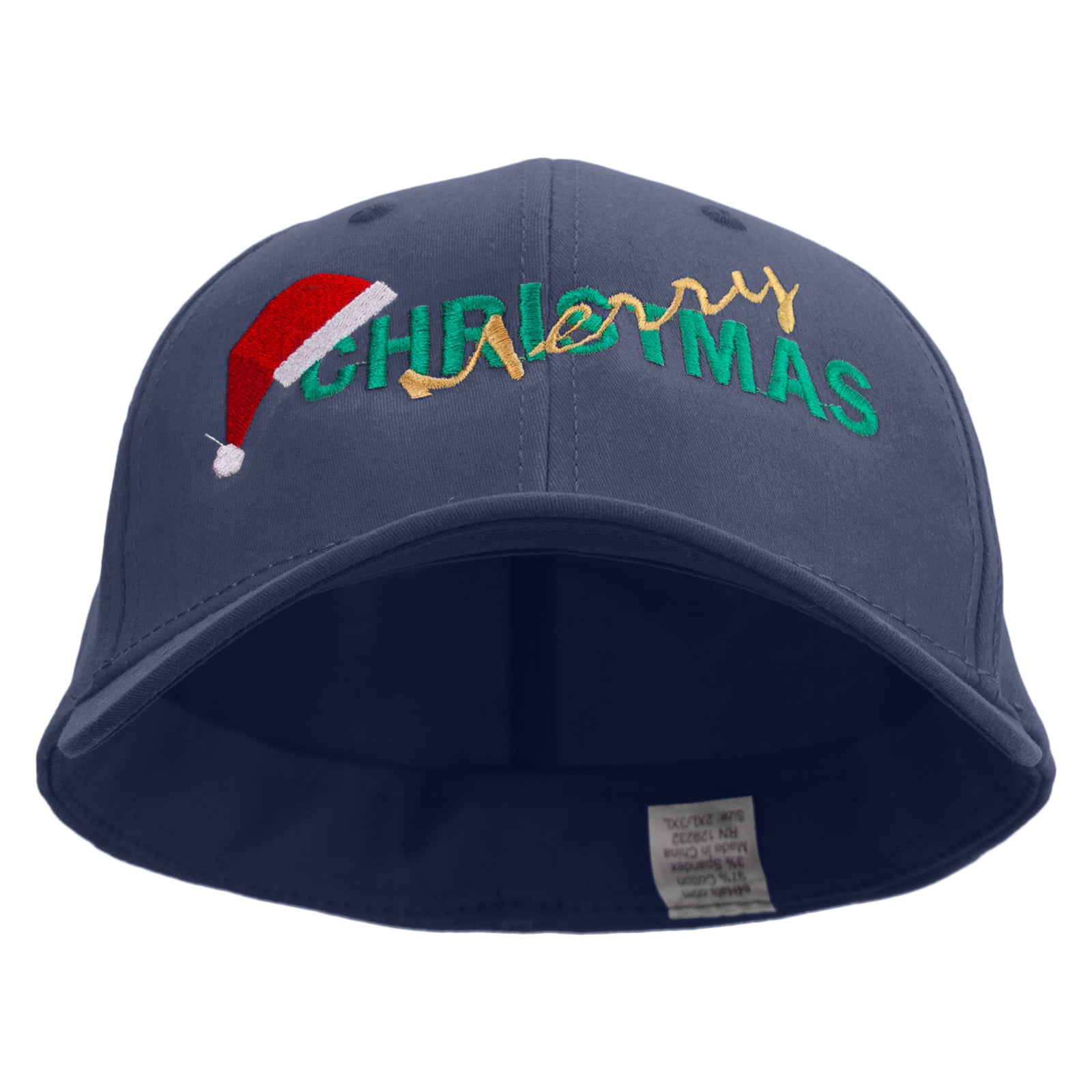 Merry Chirstmas Santa Hat Embroiderd Big Size Stretchable Deluxe Fitted ...