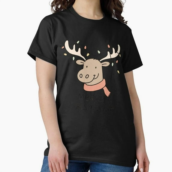 Merry Chrismoose Funny Christmas Pun Design With A Moose And A St. Nick ...