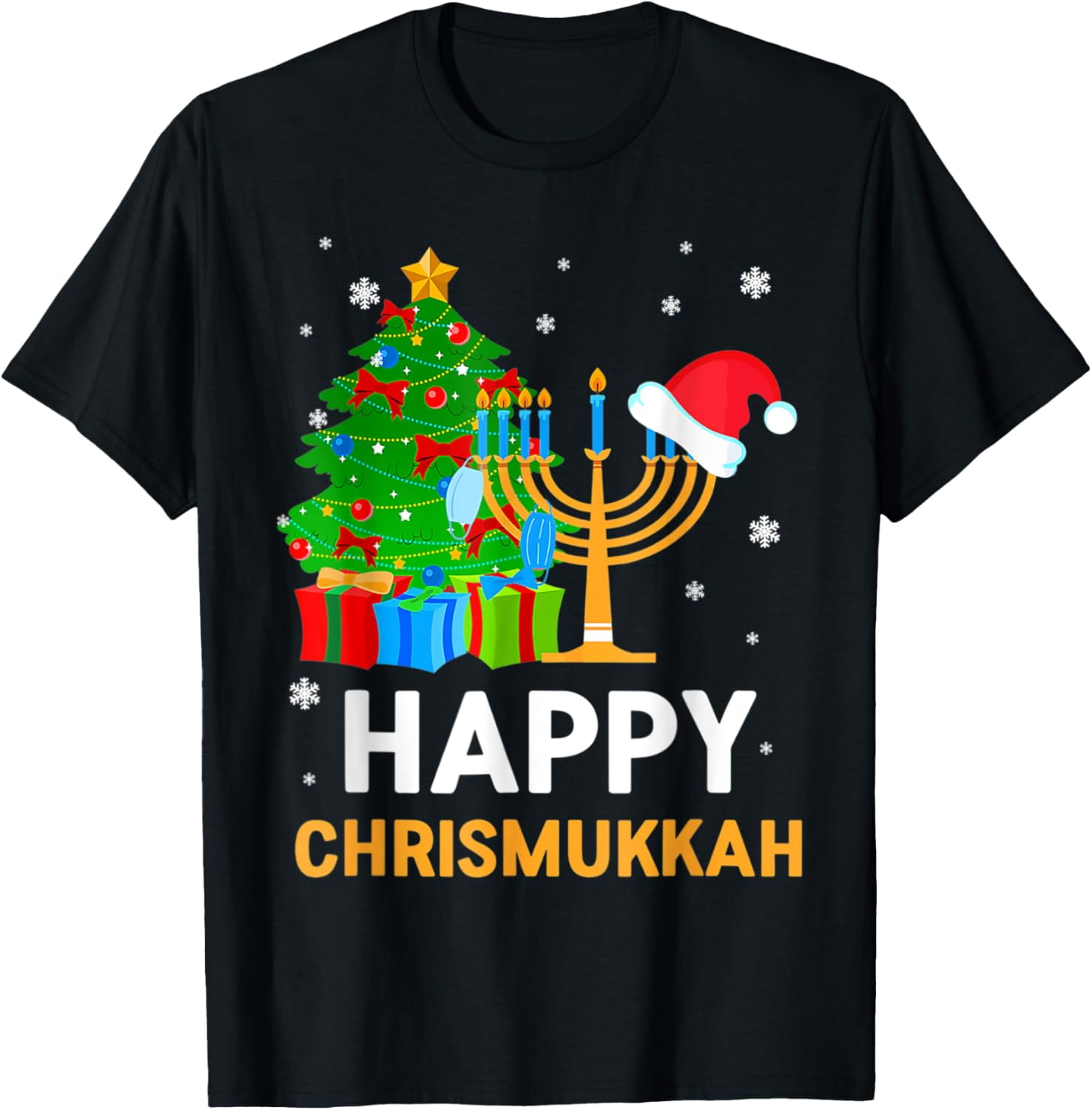 Merry Chrismukkah 2022 Happy Hanukkah Christmas Santa Hat T-Shirt ...