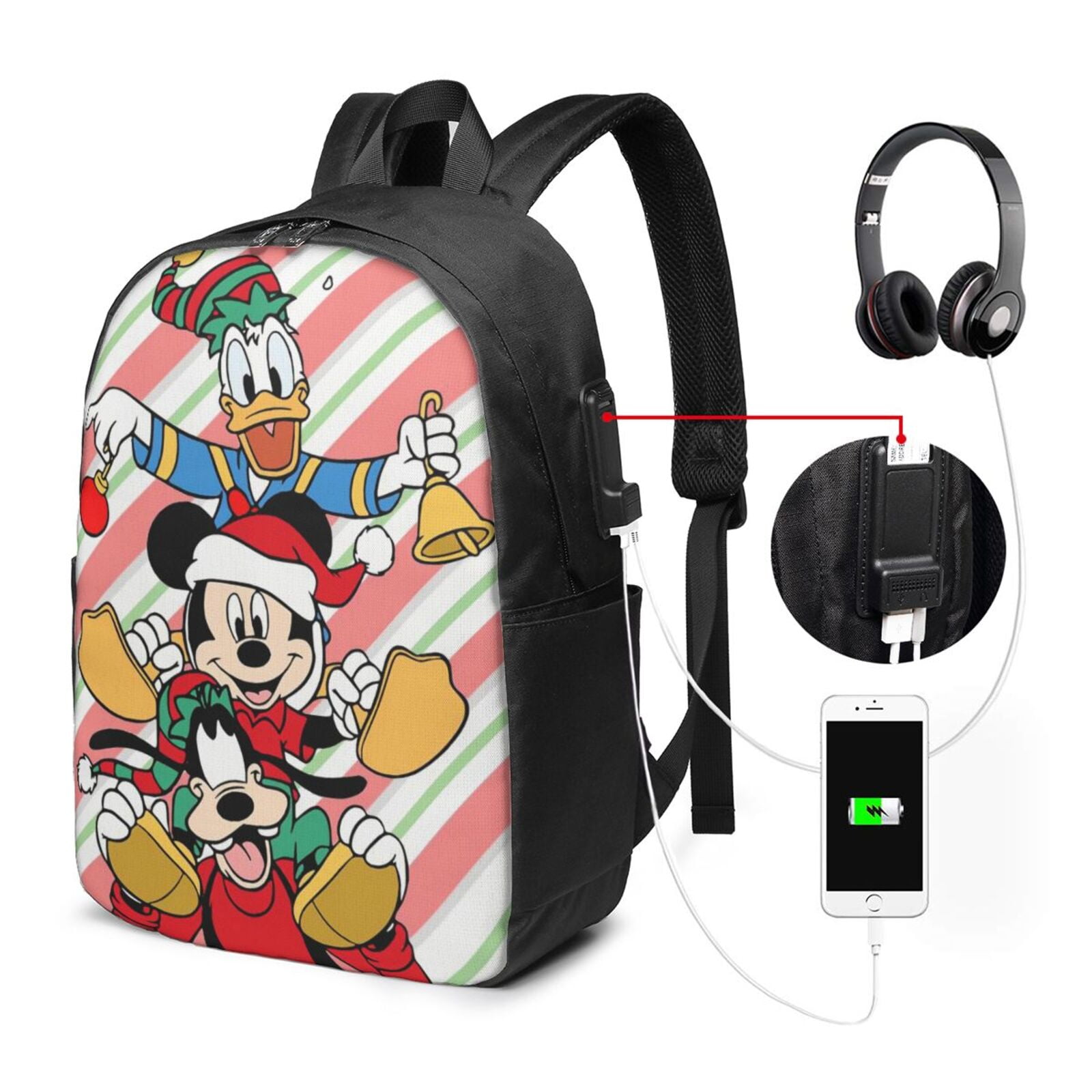 Merry Christma Mickey & Daisy Duck Goofy Large Capacity School & Travel ...