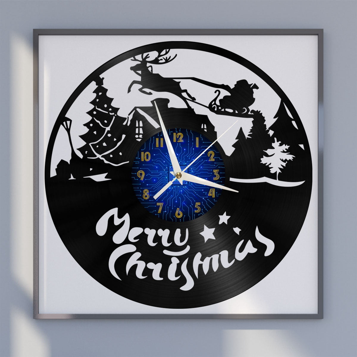 Merry Christmas 12 Inch Vinyl Record Wall Clock - Silent, Creative, and ...