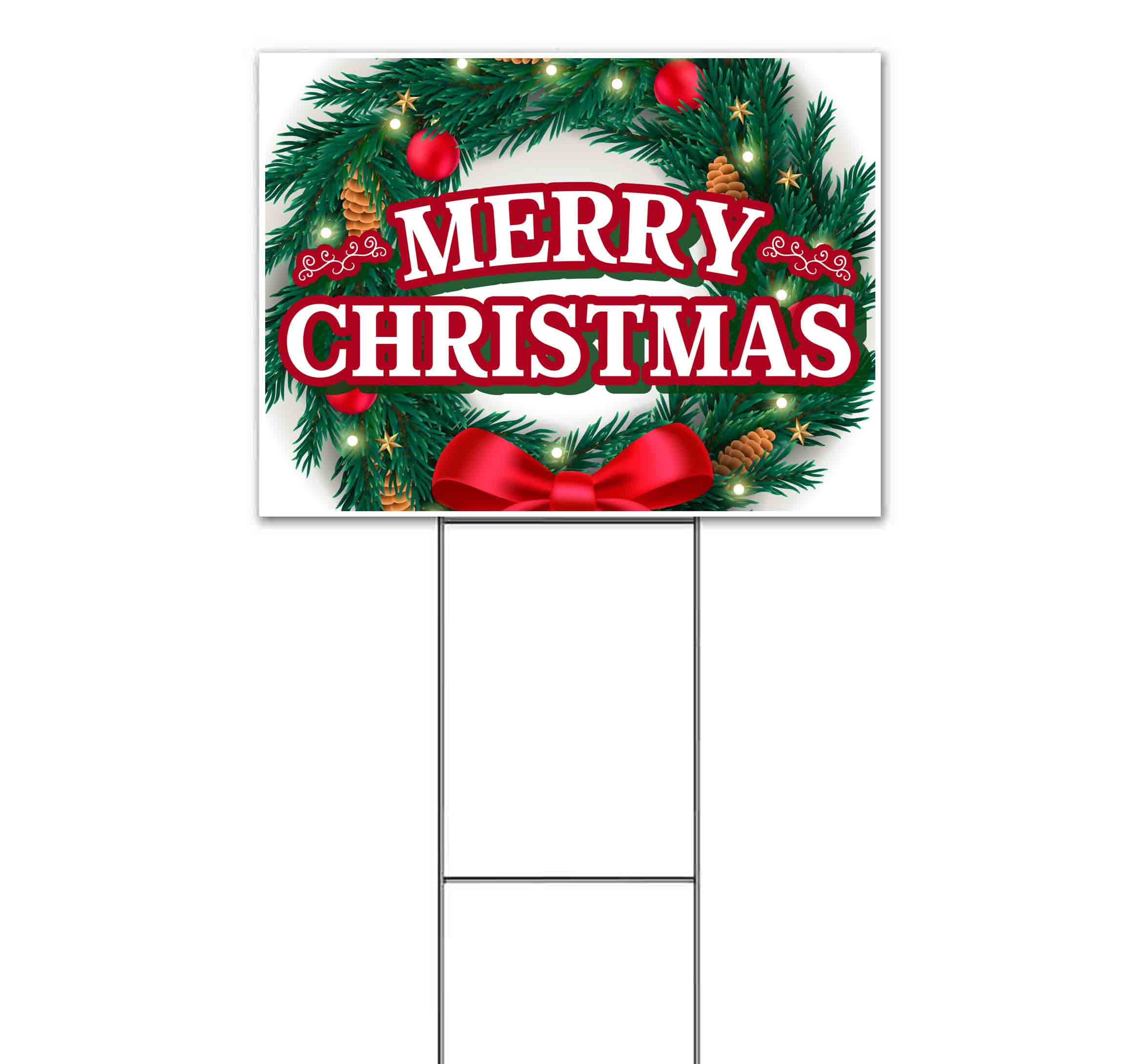 Merry Christmas (18" x 24") Yard Sign, Includes Metal Step Stake ...