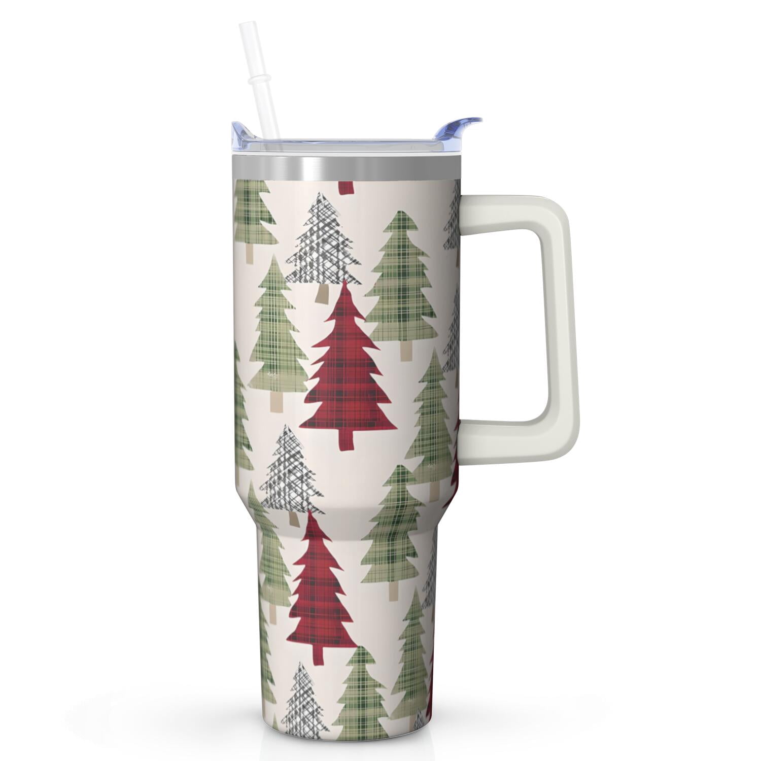 Merry Christmas 40oz Handle Tumbler Stainless Steel Holiday Travel Cup ...