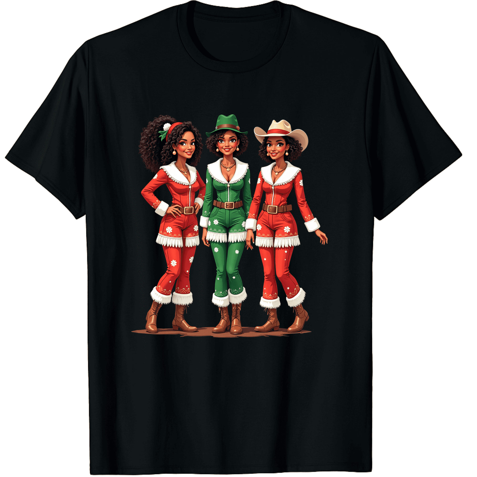 Merry Christmas African American Afro Cowgirl Western Xmas Graphic ...