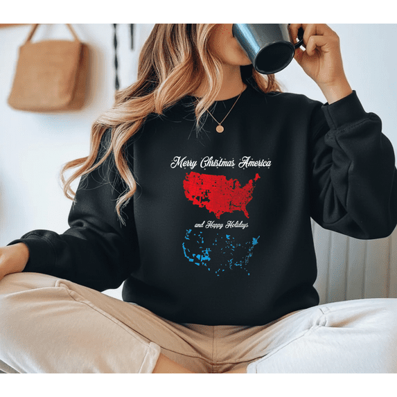 Merry Christmas America Funny Election Map Holiday Parody Themed ...