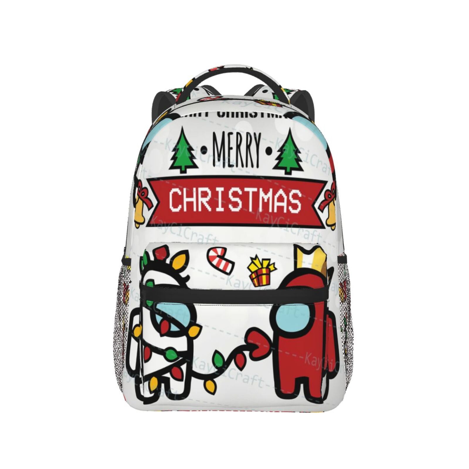 Merry Christmas Among-Us Gaming Backpack,Polyester Travel Backpack for ...