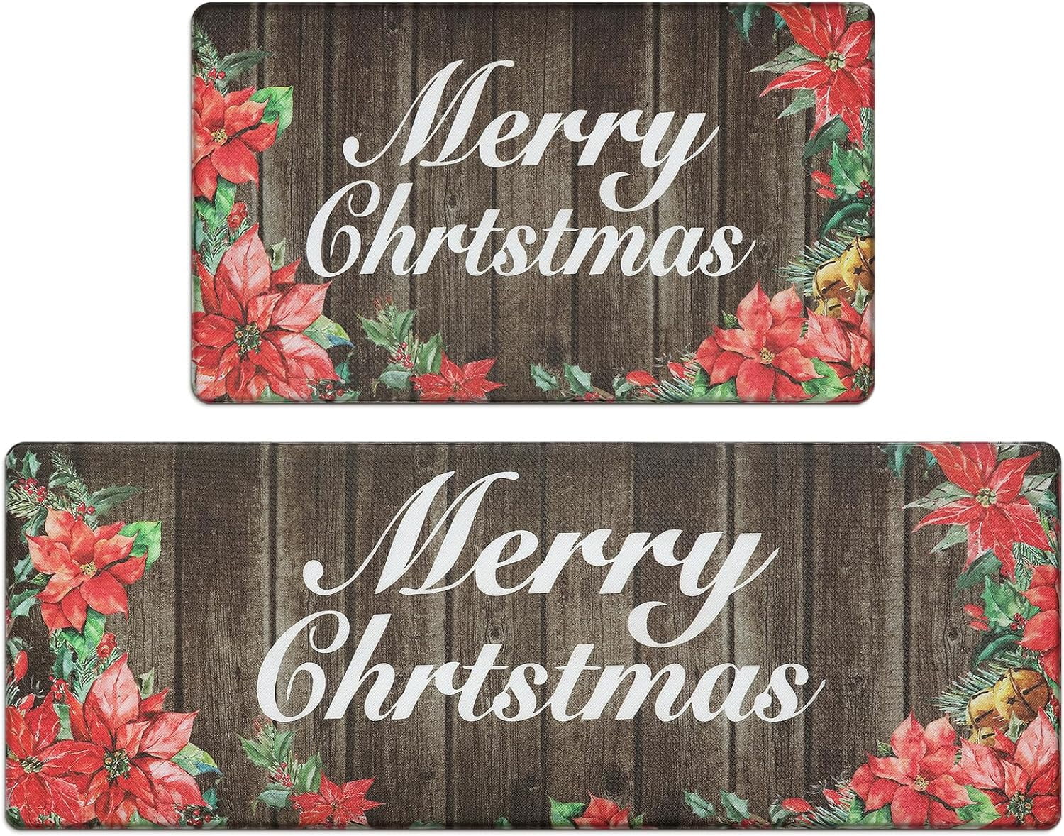 Merry Christmas Anti Fatigue Kitchen Mat 2PCS,Cushioned Non-Skid ...