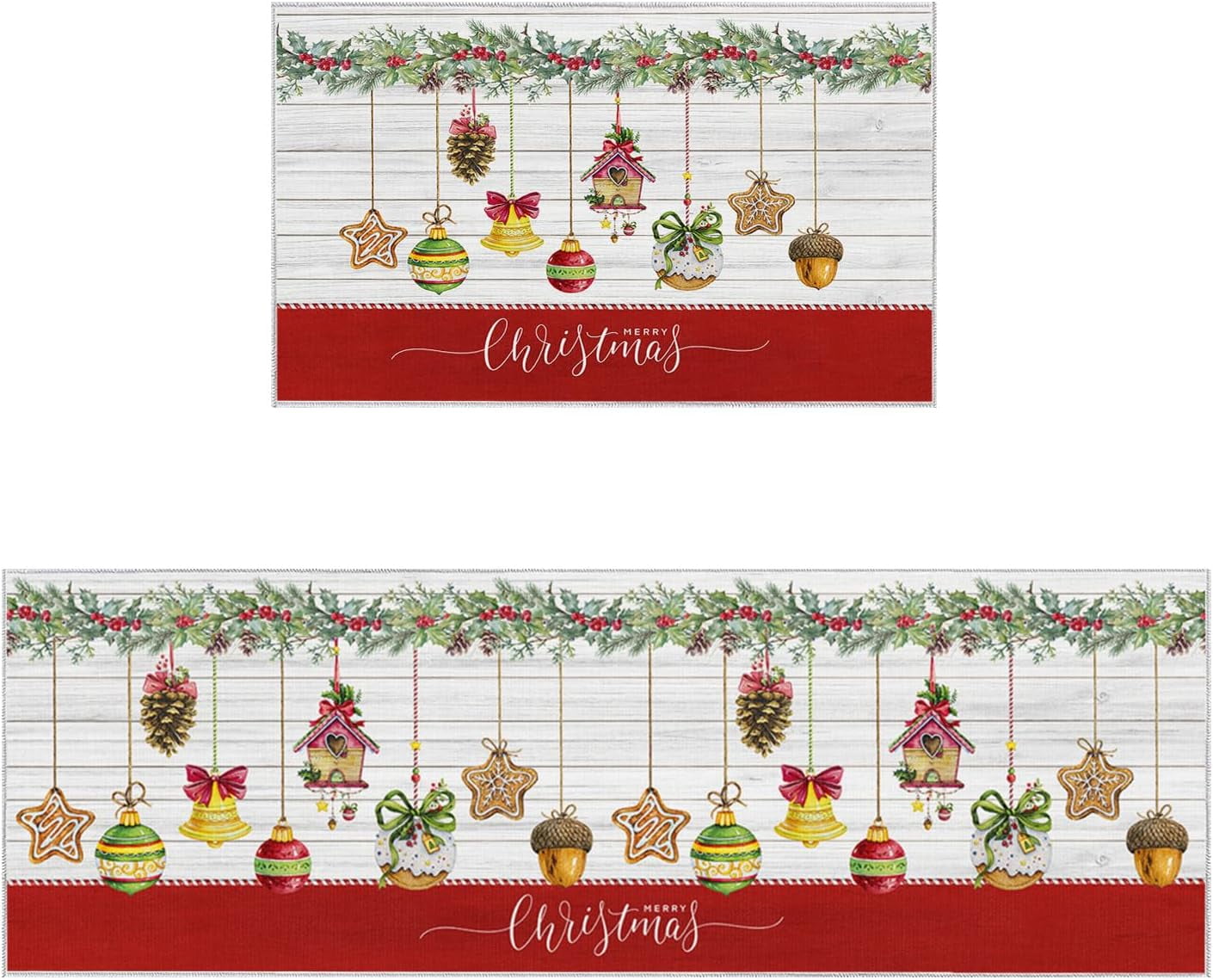 Merry Christmas Anti Fatigue Kitchen Mat Set of 2 Cushioned Kitchen ...