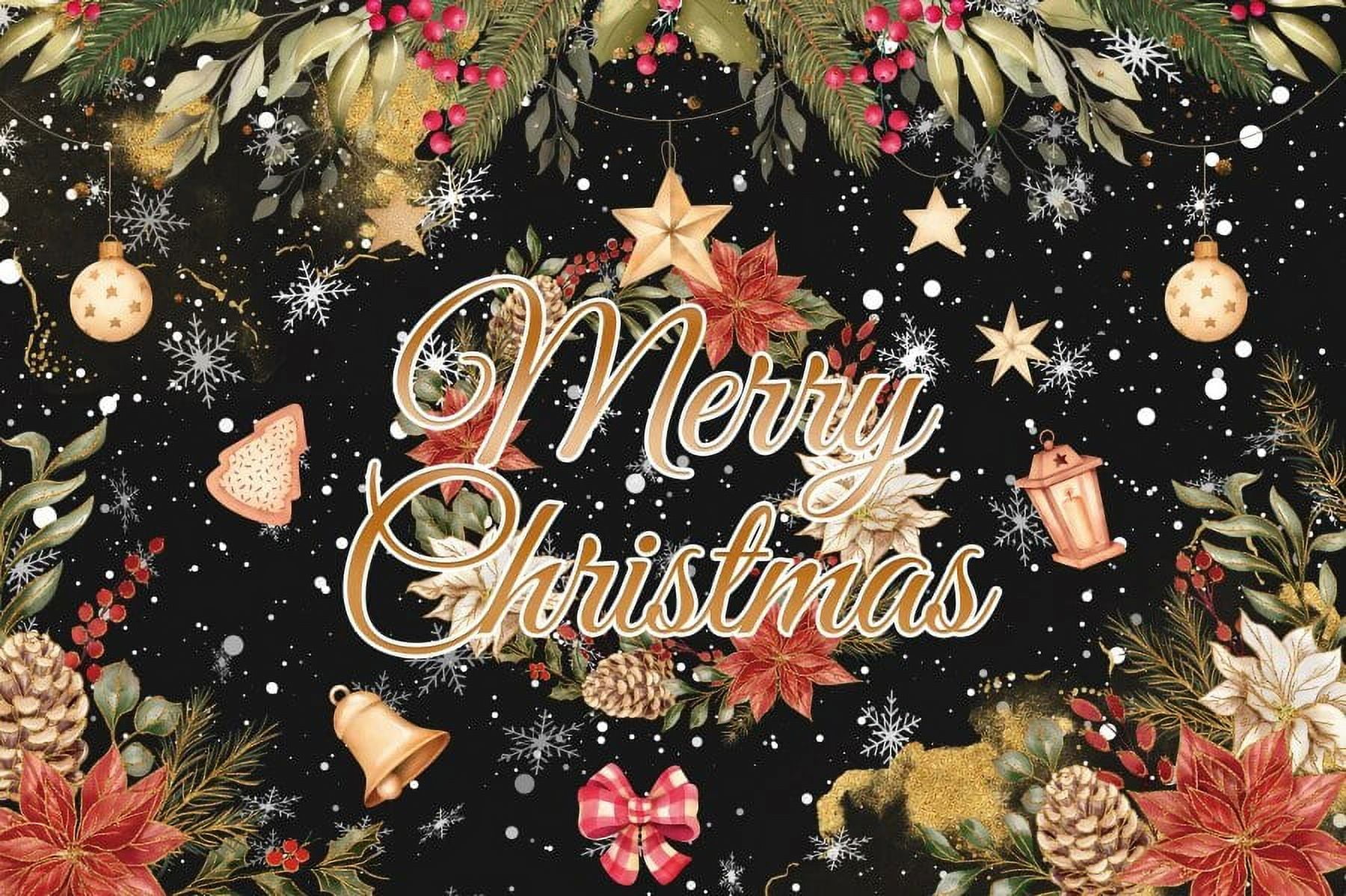 Merry Christmas Backdrop Winter Snowflake Glitter Bokeh Floral New Year ...