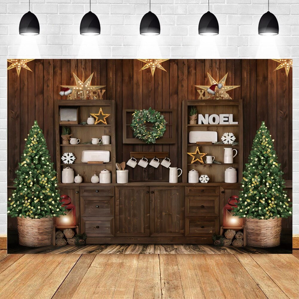 Merry Christmas Backdrop Wooden House Room Interior Baby Portrait ...