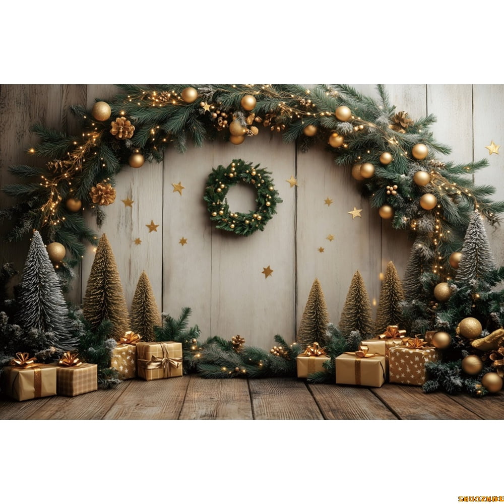 Merry Christmas Backdrop for Photography Winter Christmas Tree Wreath ...