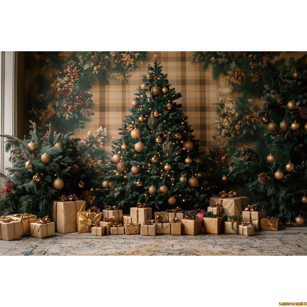 Merry Christmas Backdrop for Photography Winter Christmas Tree Wreath ...