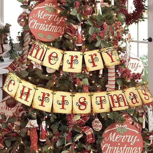 Merry Christmas Banner Christmas Decorations Indoor Vintage Christmas ...