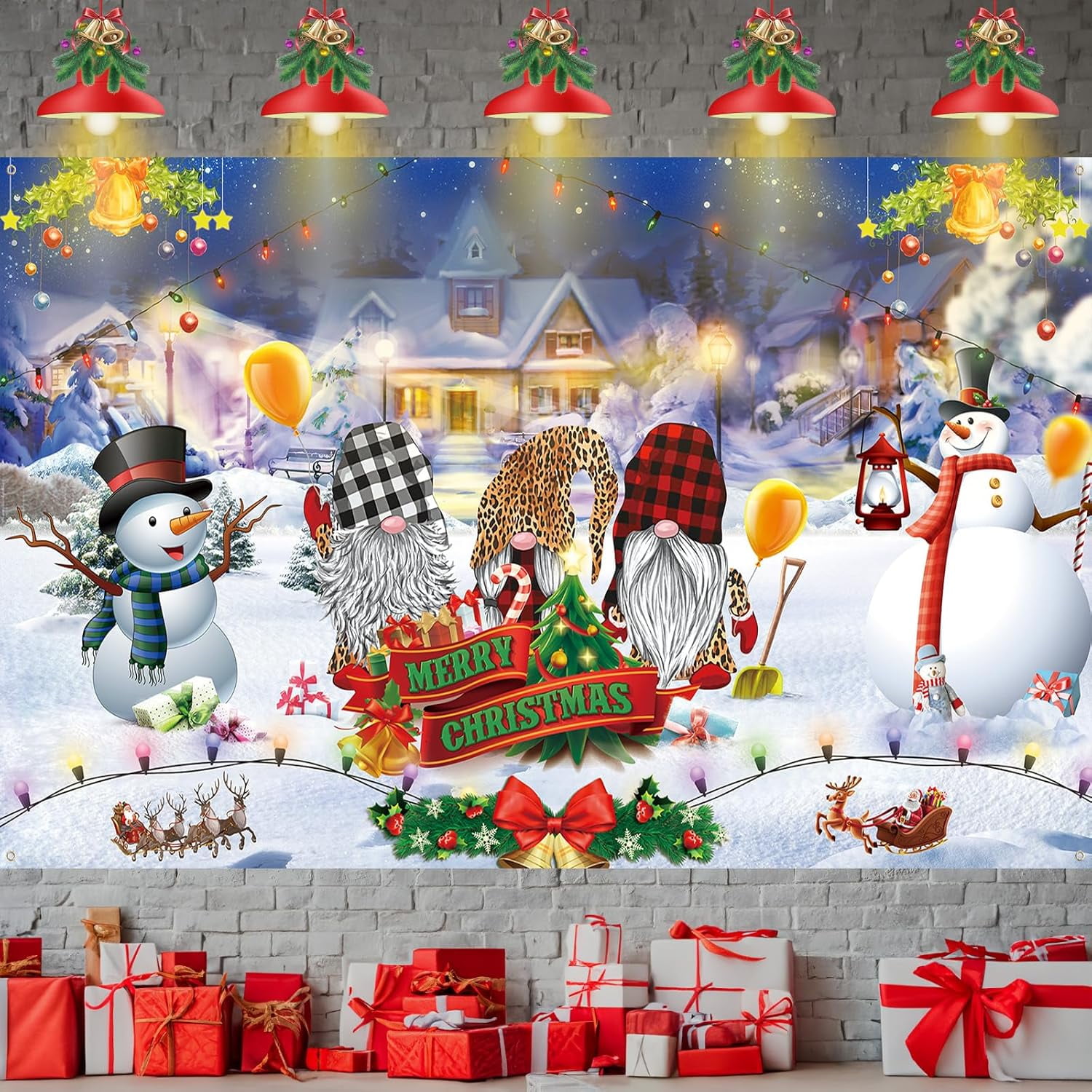 Merry Christmas Banner, Extra Christmas Hanging Banner with Gnomes ...