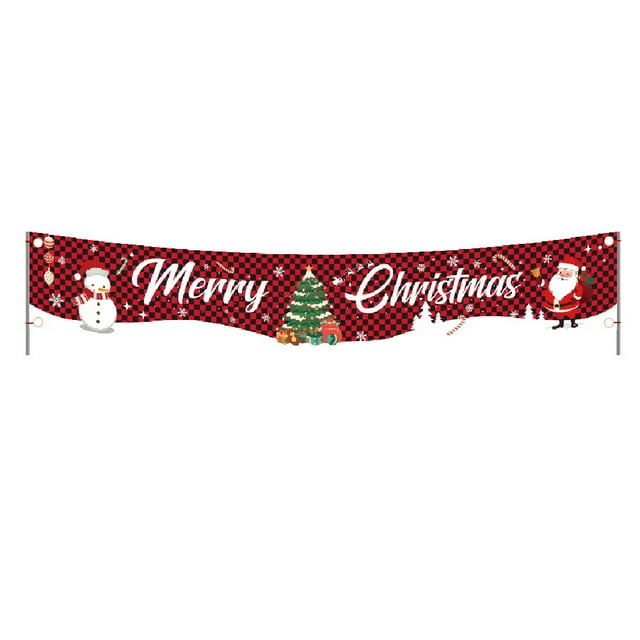 Merry Christmas Banner, IsEasy Christmas Banners for Outside, Red Xmas ...