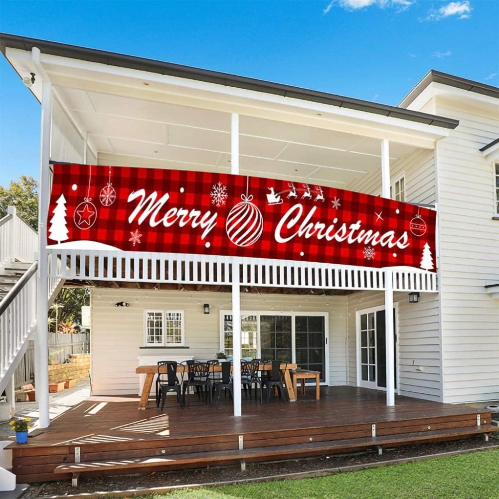 Merry Christmas Banner, IsEasy Christmas Banners for Outside, Red Xmas ...