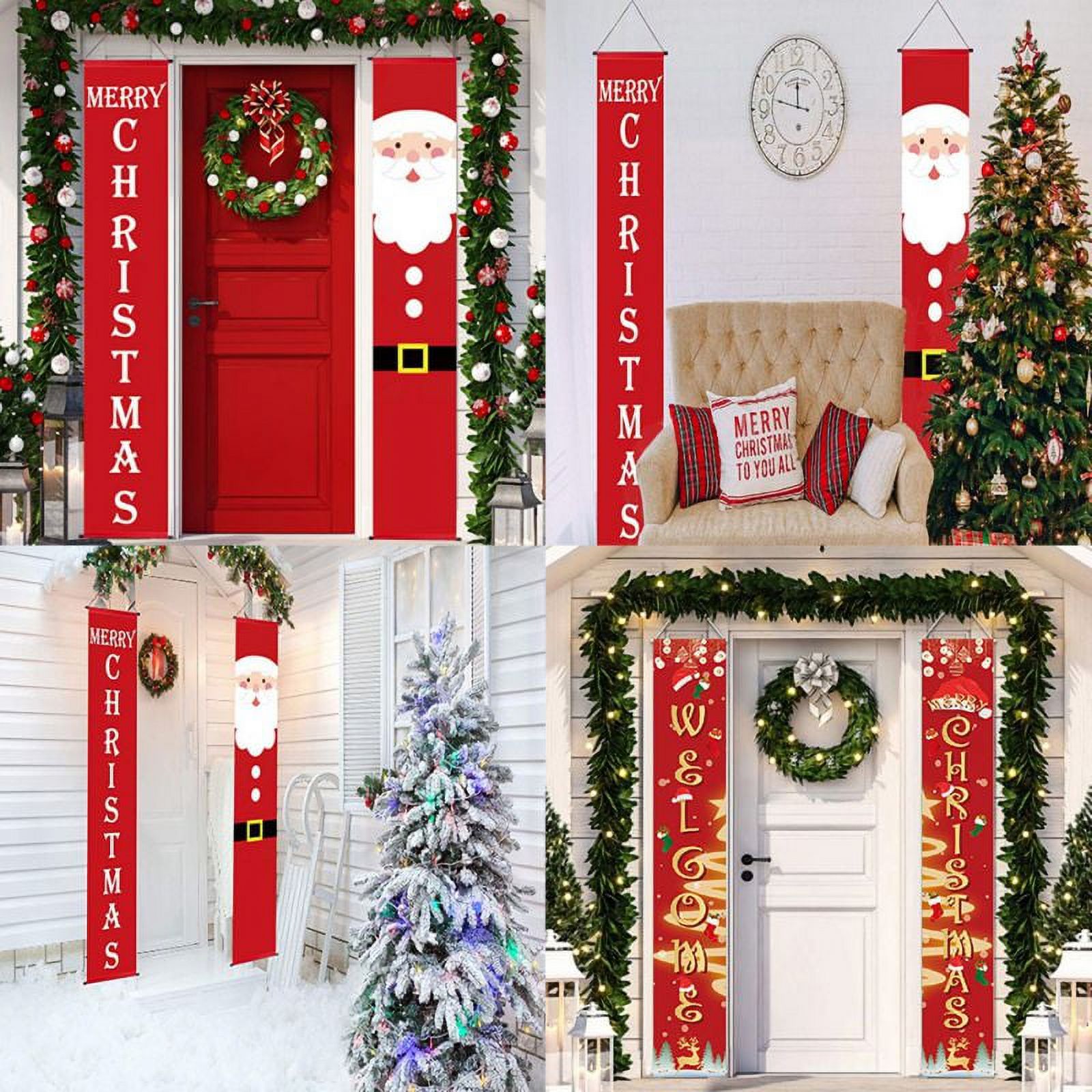 Merry Christmas Banners, Front Door Welcome Christmas Porch Banners Red ...