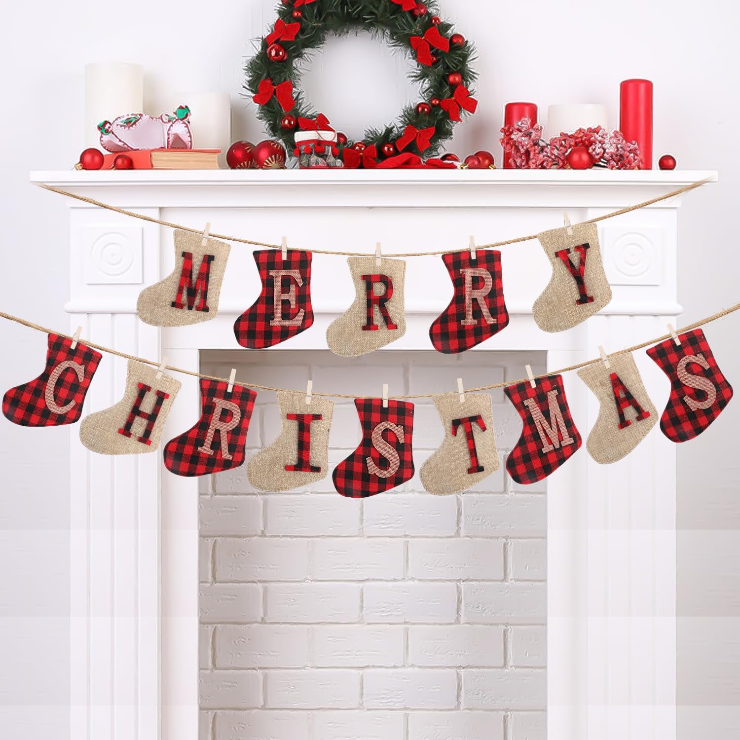 Merry Christmas Banners,Sock Shaped Christmas Burlap Banners,Christmas ...