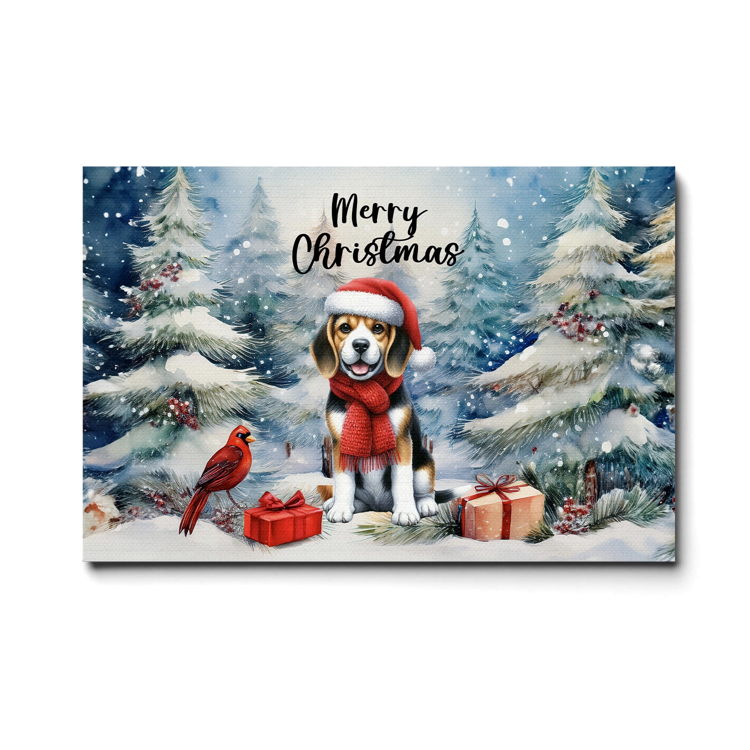 Merry Christmas Beagle Enjoys Woofmas Winter Xmas Holiday Horizontal ...