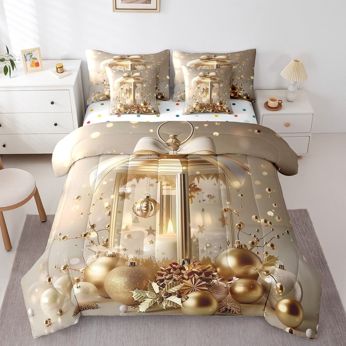 Merry Christmas Bedding Set 7 Piece Bed in a Bag Twin for Boys Girls ...