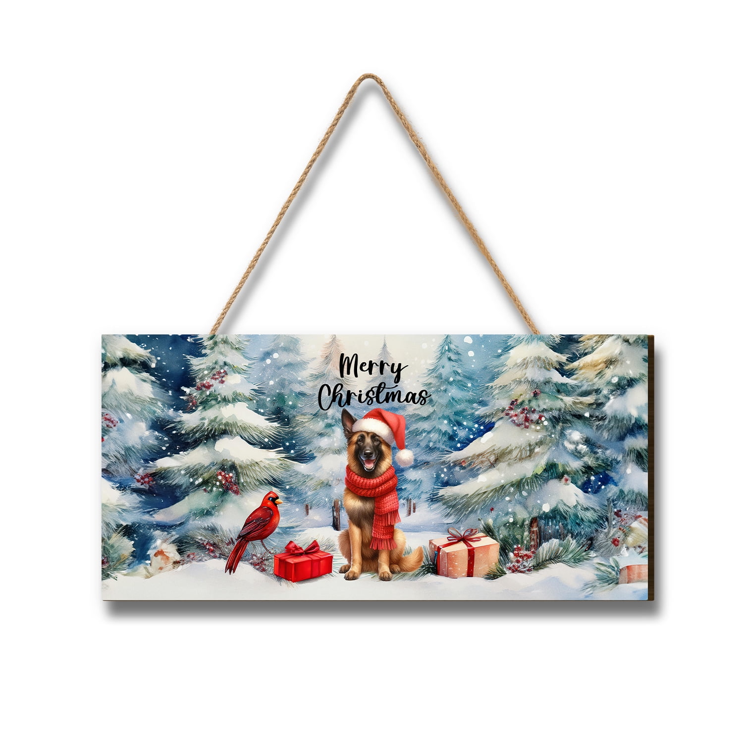 Merry Christmas Belgian Malinois Enjoys Woofmas Winter Xmas Holiday ...