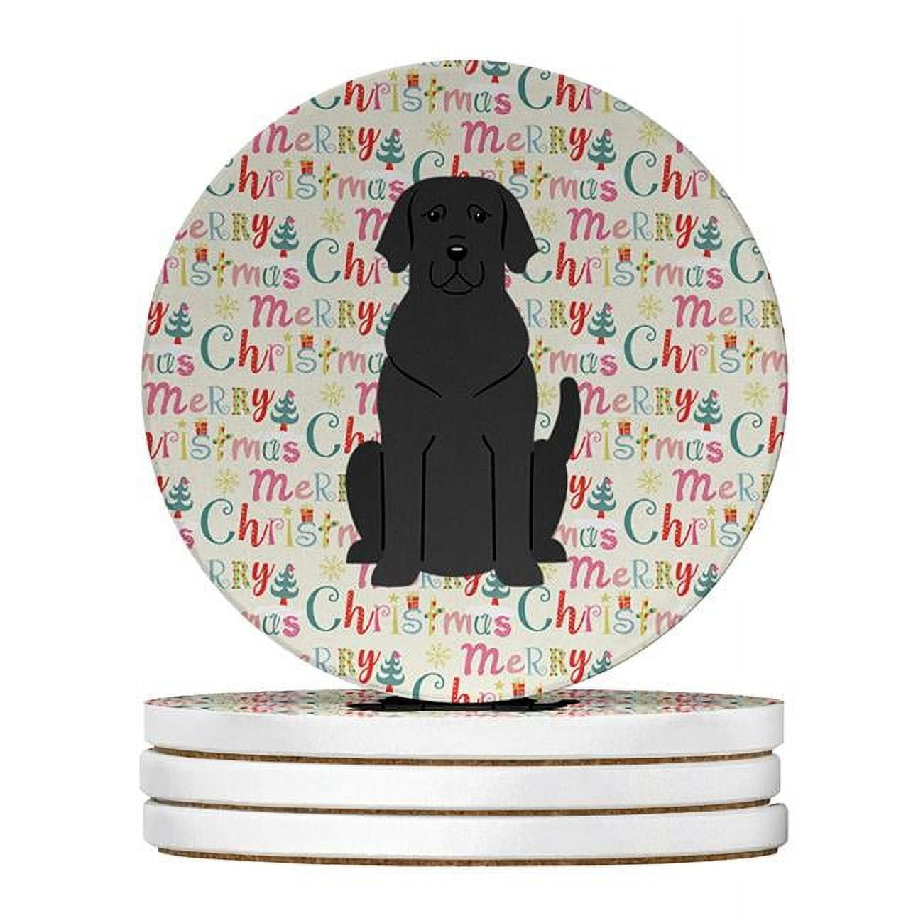 Merry Christmas Black Labrador Large Sandstone Coasters Pack of 4 4 in ...