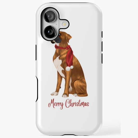 Merry Christmas Boxer Dog Art Case for iPhone 11 12 13 14 15 16 17 Pro ...