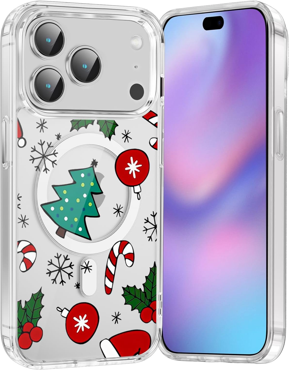 Merry Christmas Candy Phone Case for iPhone 17 Pro Max Xmas Tree Clear ...
