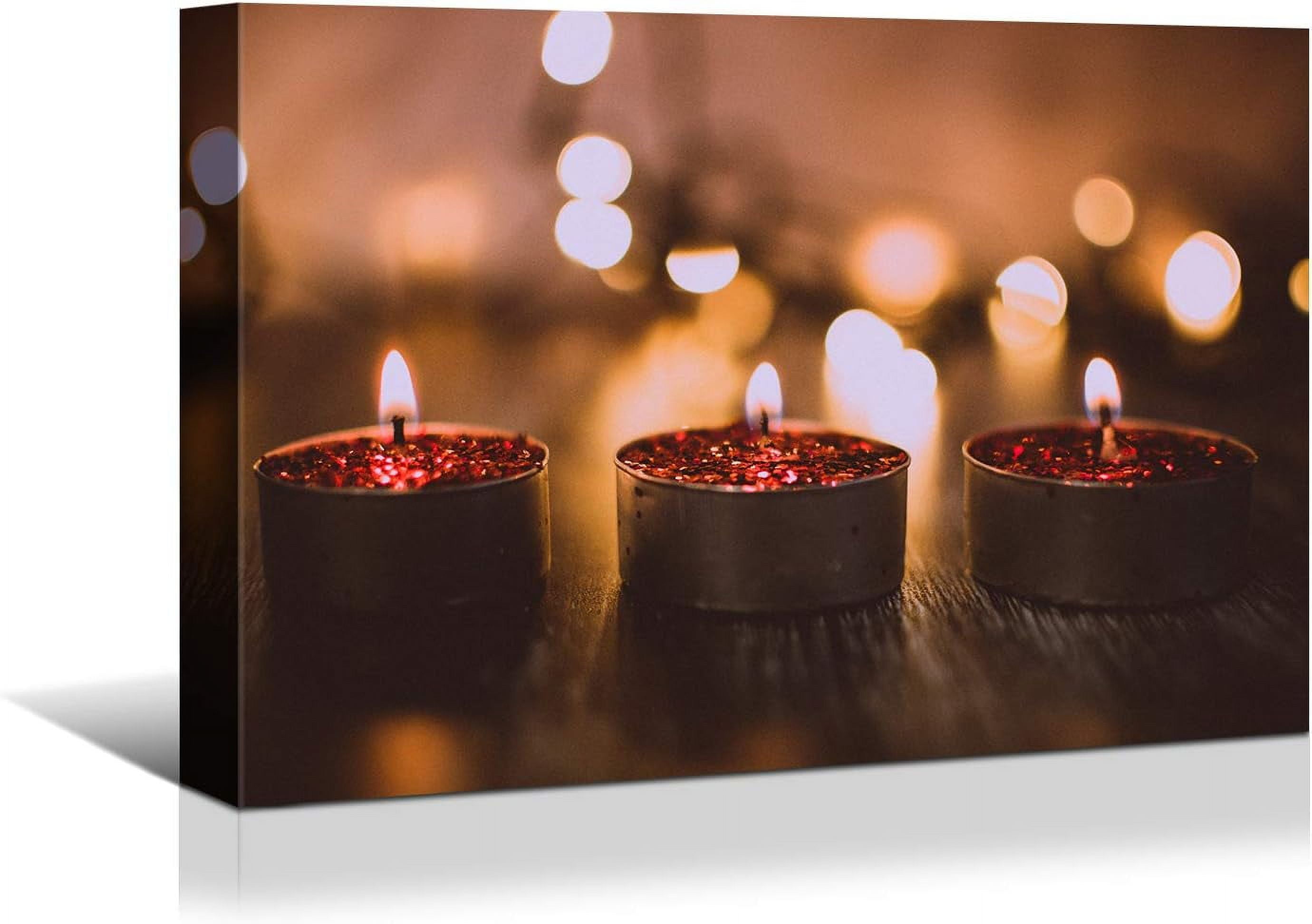 Merry Christmas Canvas Wall Art, 48x32 Inch Zen Theme Candles Light ...