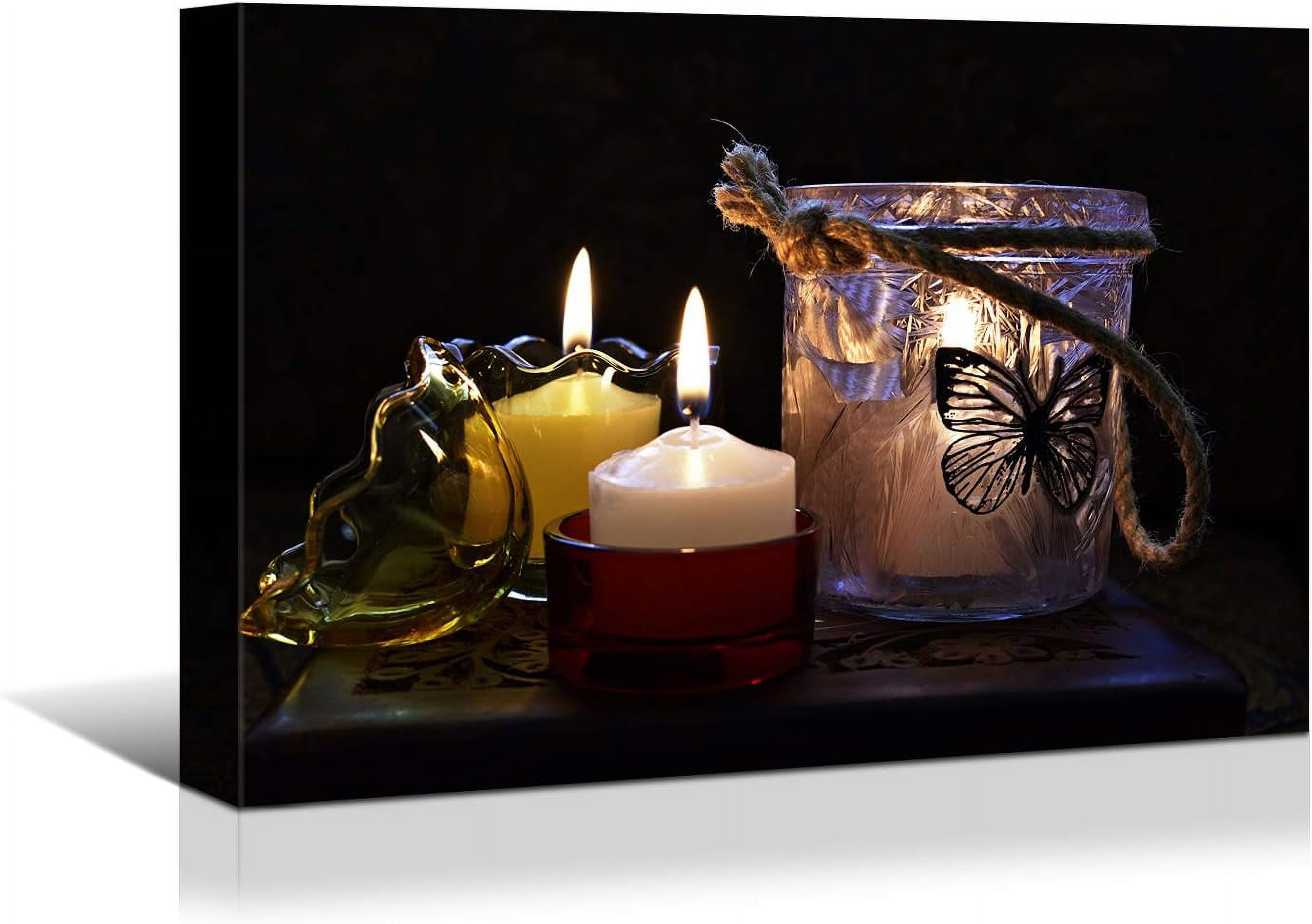 Merry Christmas Canvas Wall Art, 48x36 Inch Zen Theme Candle Picture ...