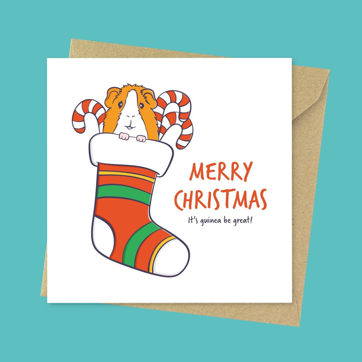 Merry Christmas Card Featuring a Guinea Pig in a Stocking – Humorous ...