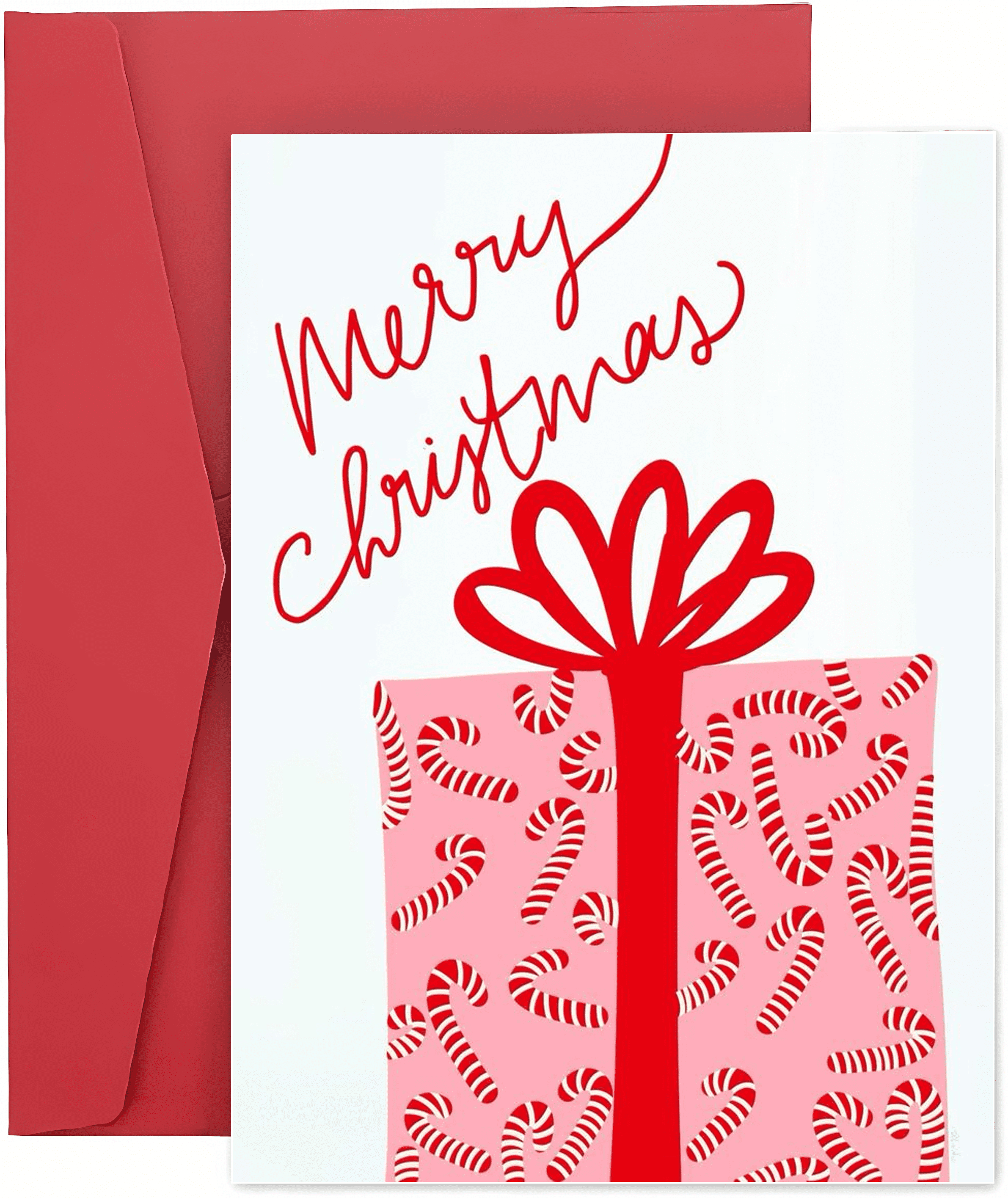 Merry Christmas Card with Candy Cane Design – Festive Gift Card with ...