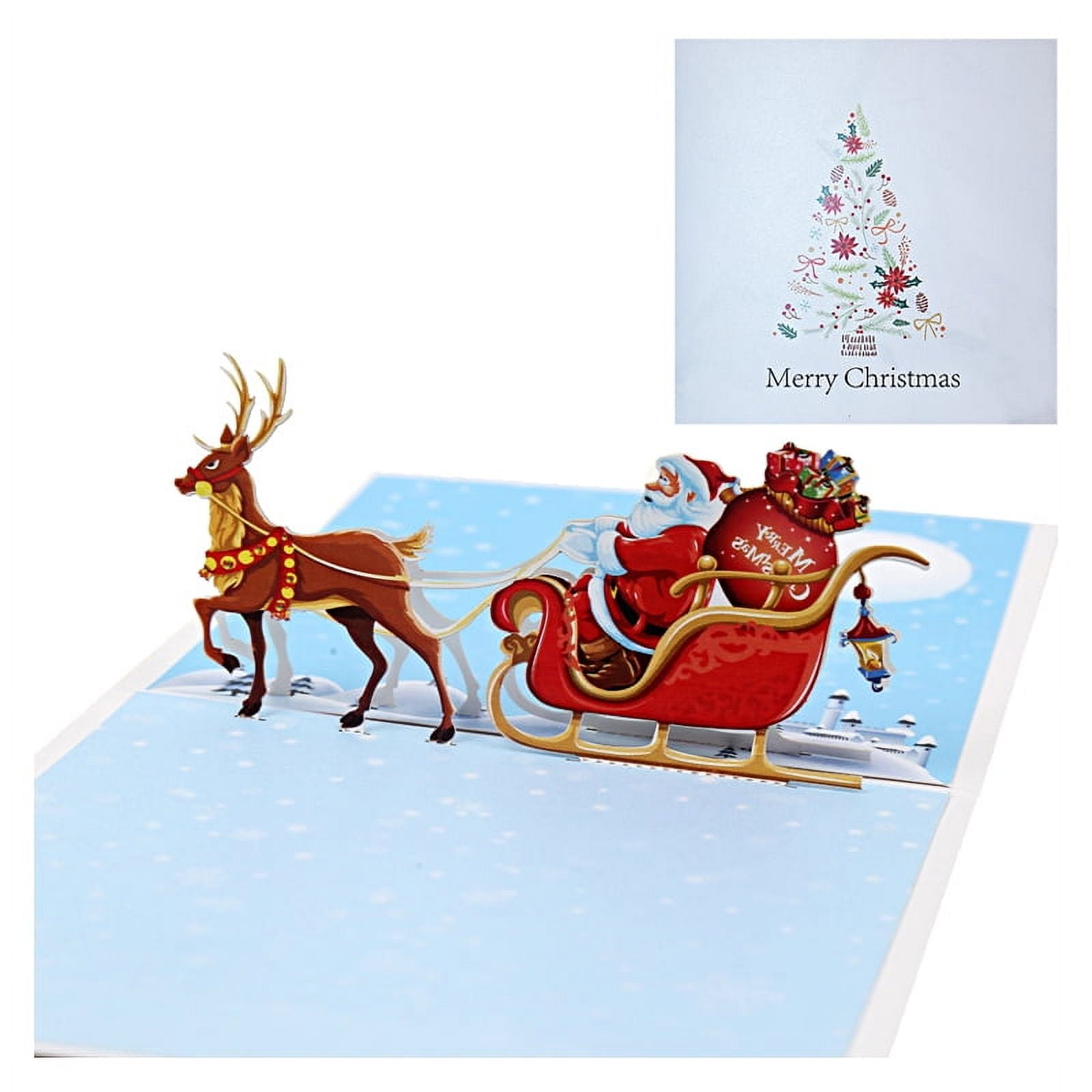 Merry Christmas Card with Envelope, Slide out Note, Santa Claus, 3D ...