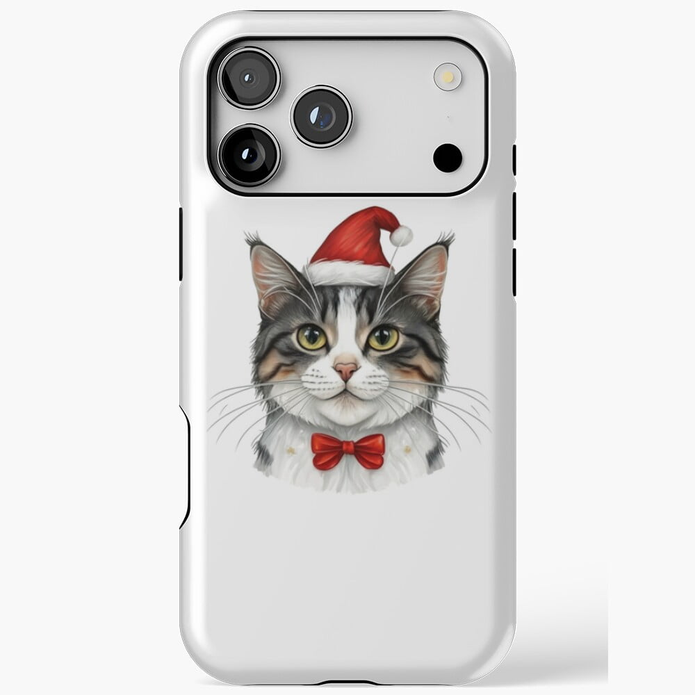 Merry Christmas Cat Protective Case for iPhone 11 12 13 14 15 16 17 Pro ...