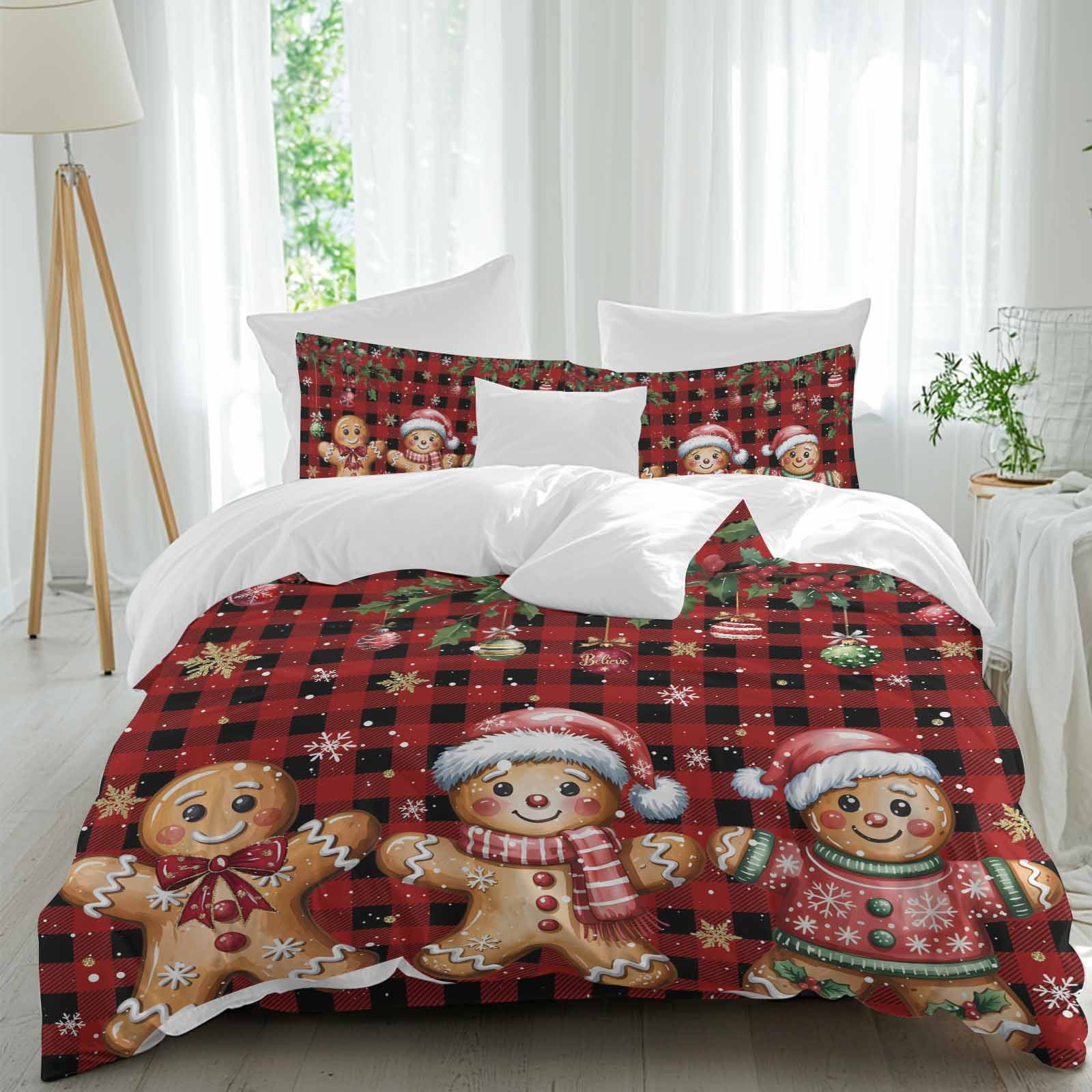 Merry Christmas Comforter Set Twin Size, Xmas Cute Gingerbread Man ...
