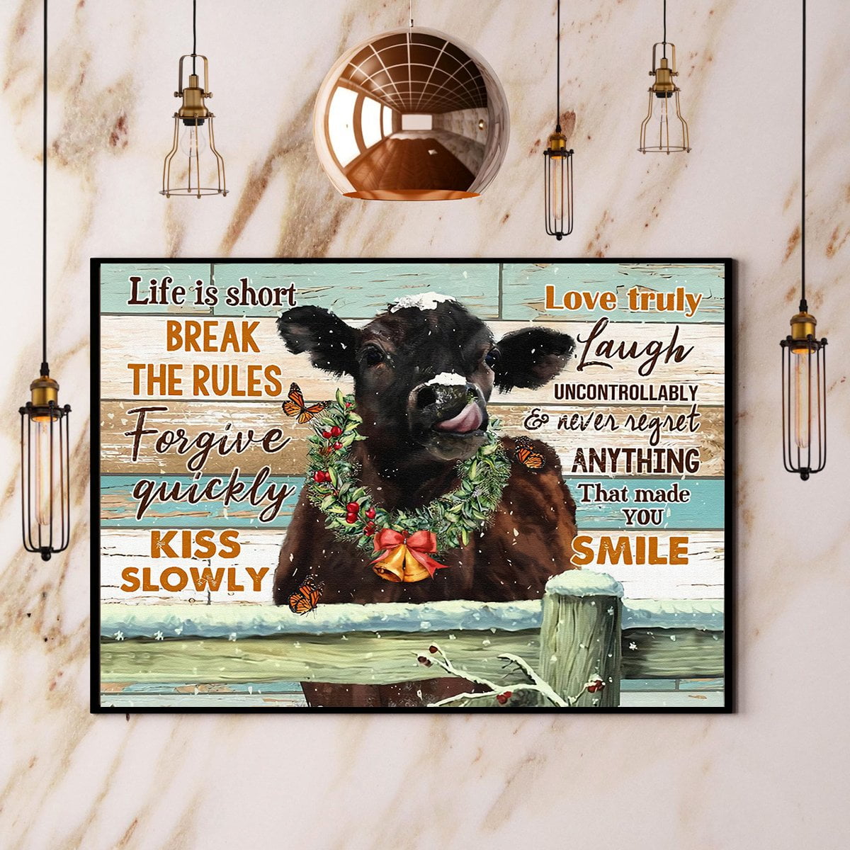 Merry Christmas Cow Life Is Short Break The Rules For Give Quickly Kiss ...