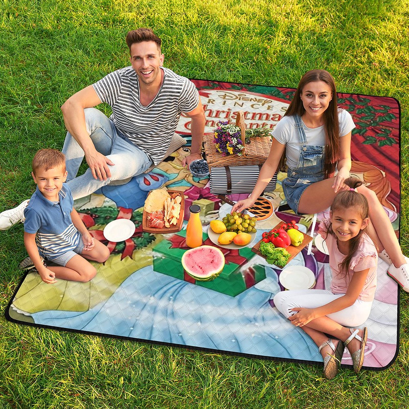 Merry Christmas Disney&Princess Extra Large Picnic Outdoor Blanket,78 x ...