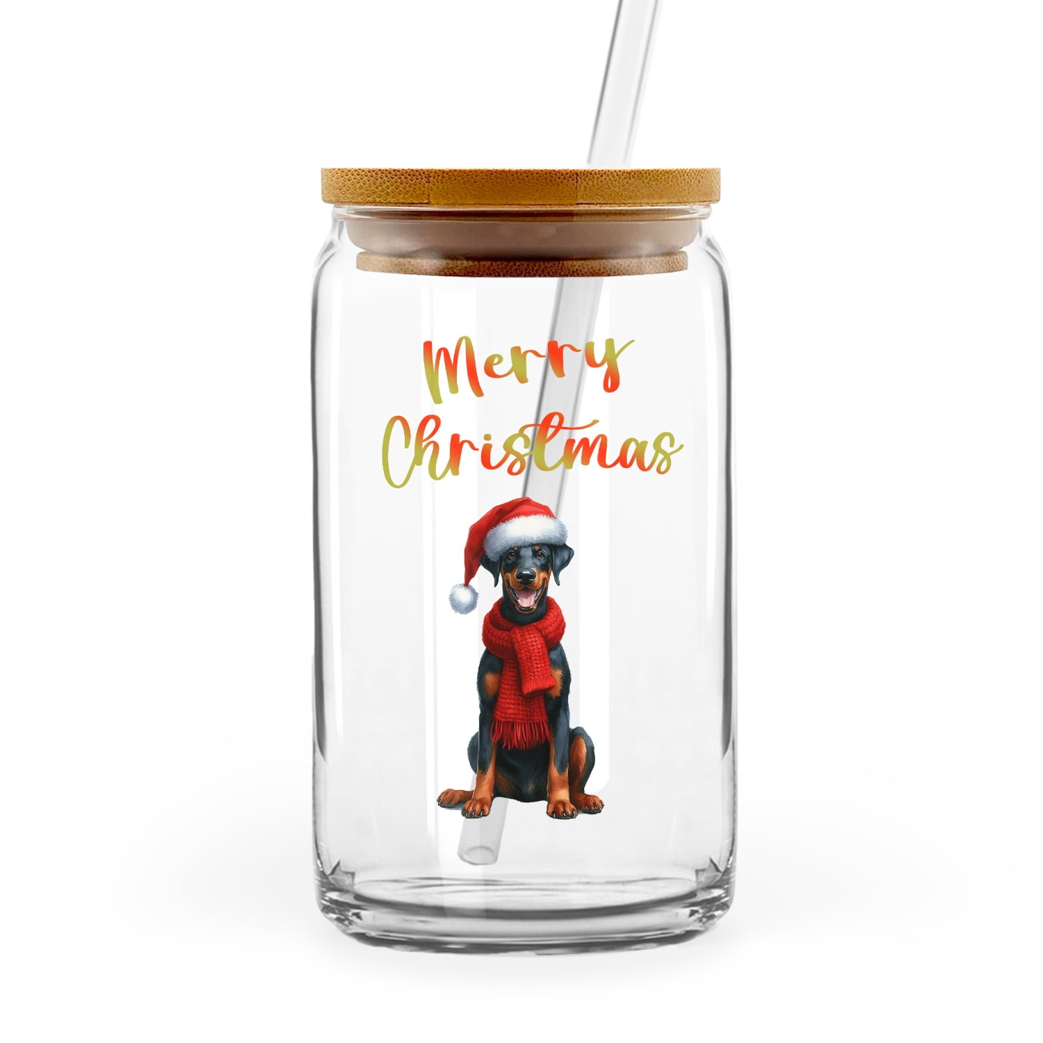 Merry Christmas Doberman Pinscher Enjoys Woofmas Winter Xmas Holiday ...
