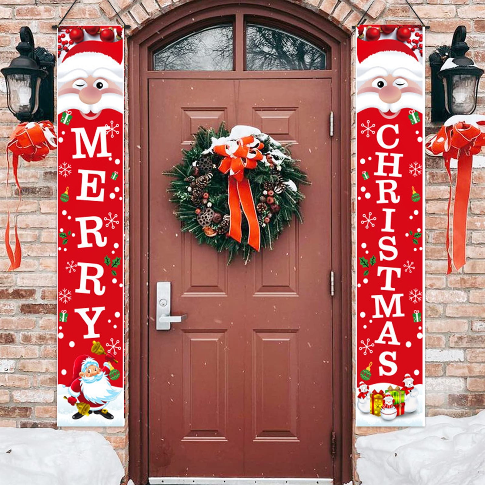 Merry Christmas, Door Banners, Porch Signs, Hanging Banners, Christmas ...