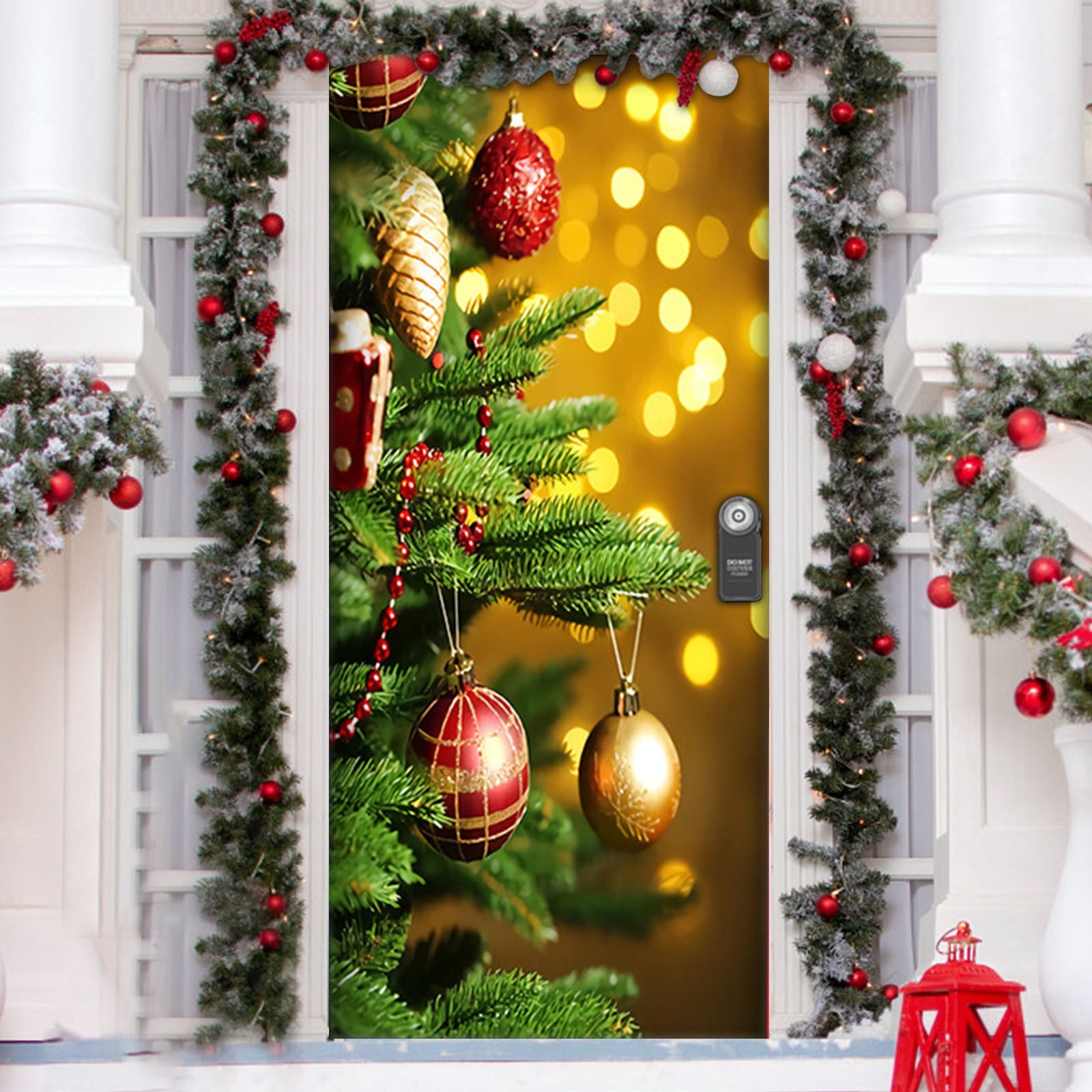 Merry Christmas Door Cover 35.8 x 79.9 Inch Christmas Ball Door Cover ...