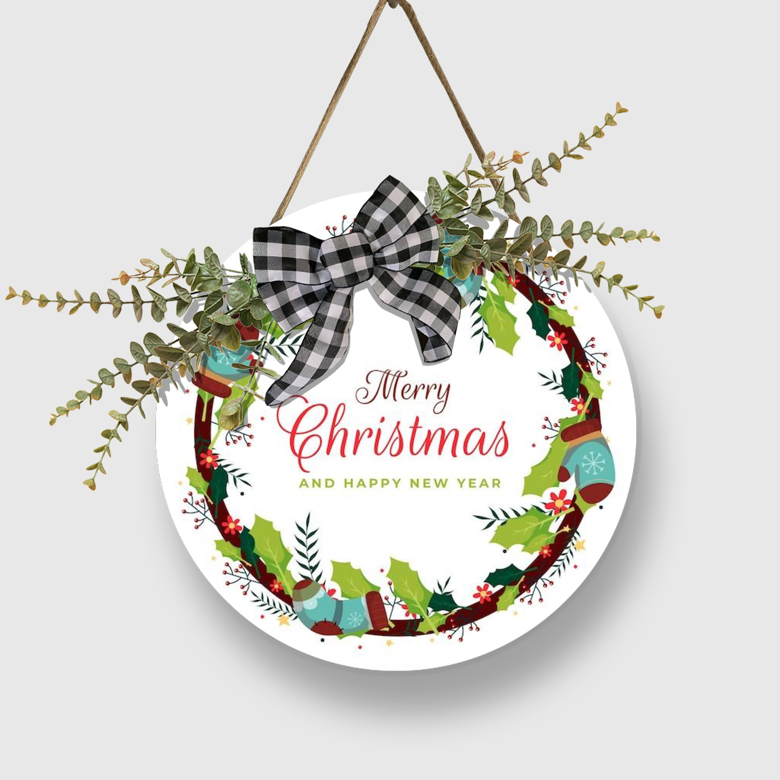 Merry Christmas Door Hanger Sign for Front, Christmas Welcome PVC ...