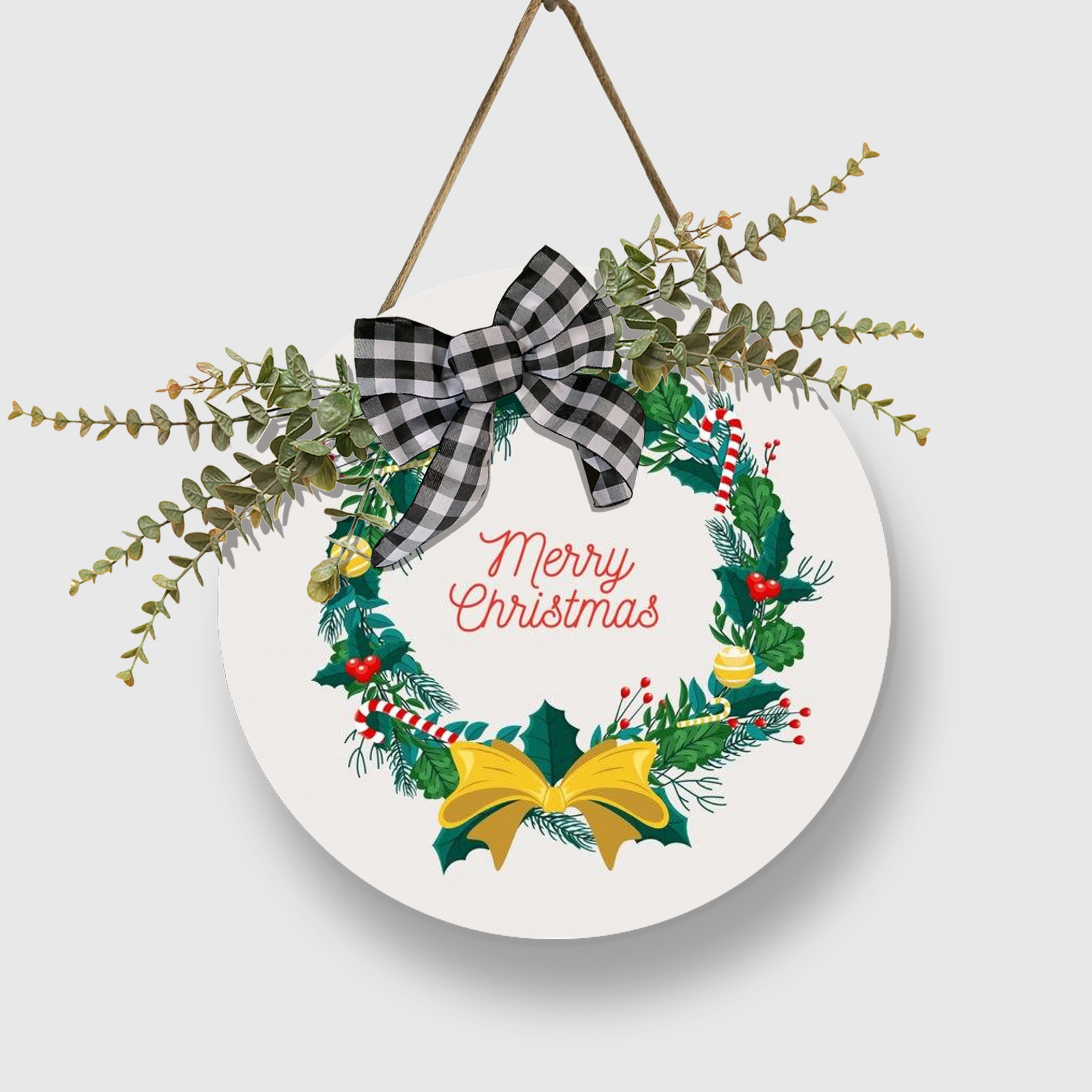 Merry Christmas Door Hanger Sign for Front, Christmas Welcome PVC ...