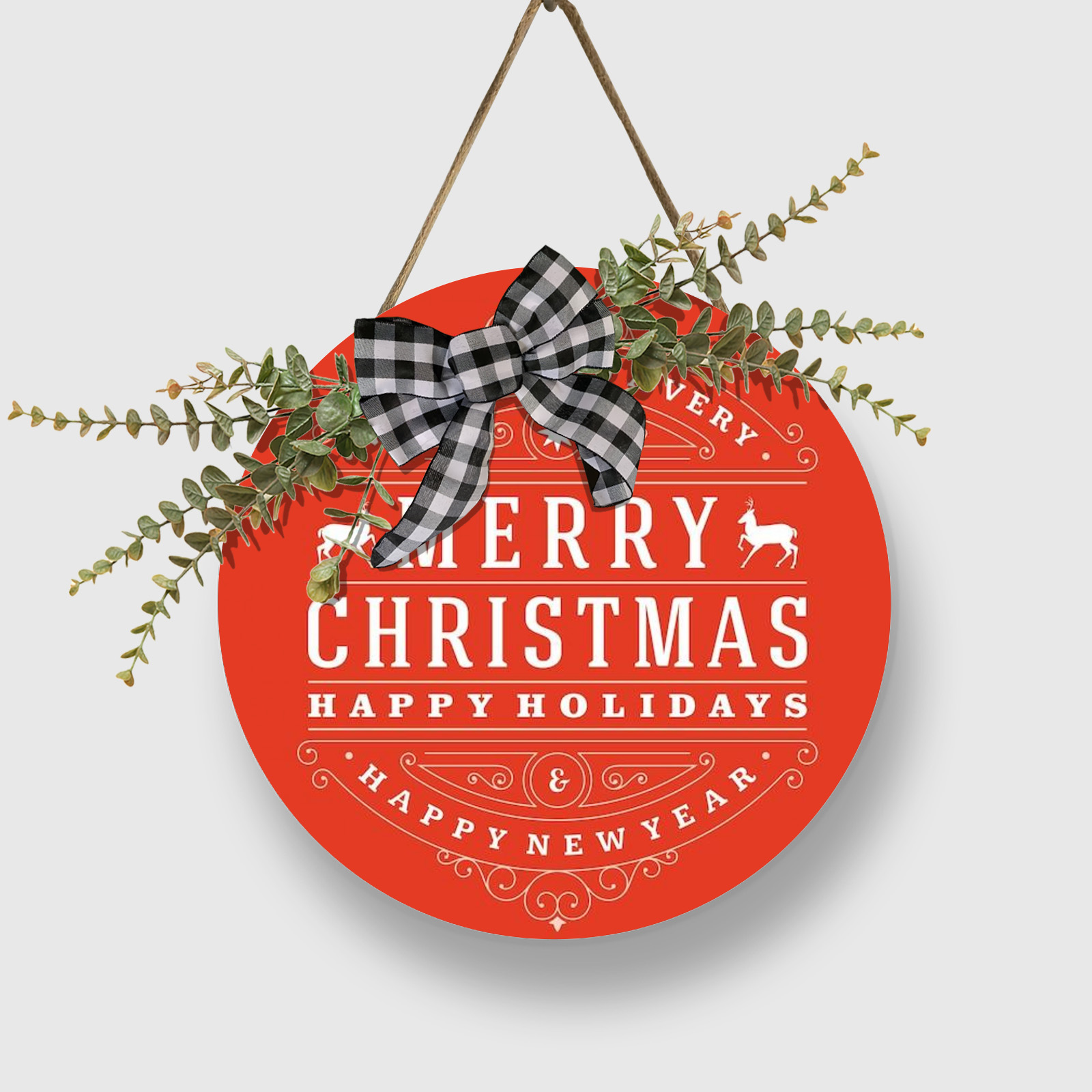 Merry Christmas Door Hanger Sign for Front, Christmas Welcome PVC ...