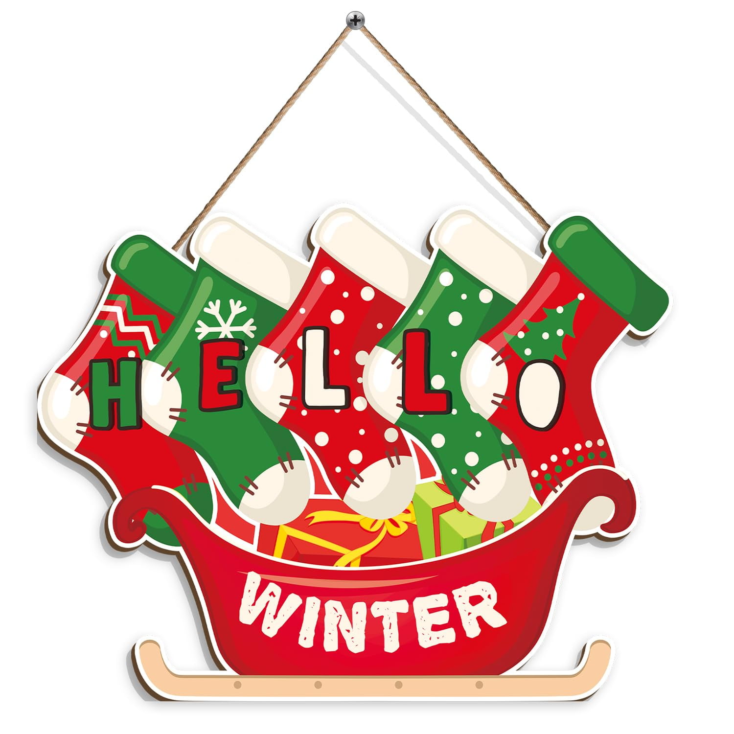 Merry Christmas Door Sign, EC36 Christmas Welcome Signs Rustic Wood ...