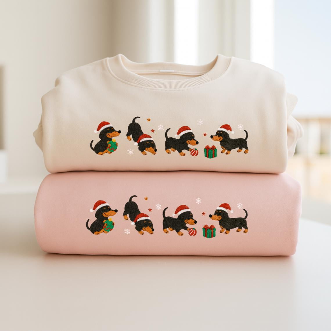 Merry Christmas Embroidered Sweatshirt, Pink Aesthetic Holiday Crewneck ...