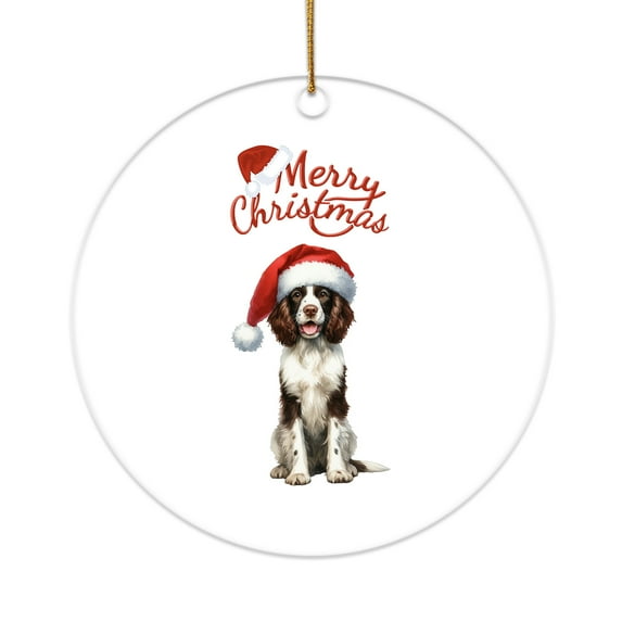 Merry Christmas English Springer Spaniel Santa Hat Xmas Tree Winter ...
