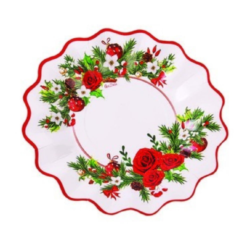 Festive Expressions Christmas Plates 10" Paper Serving Trays, White Red ...