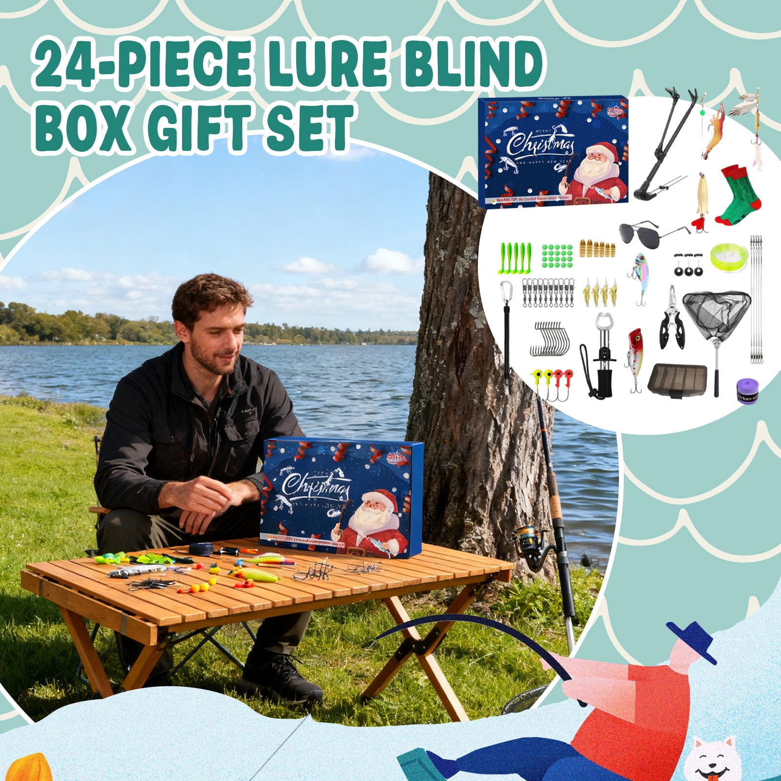 Merry Christmas Fishing Advent Calendar 24-Day Countdown For Men Teen ...