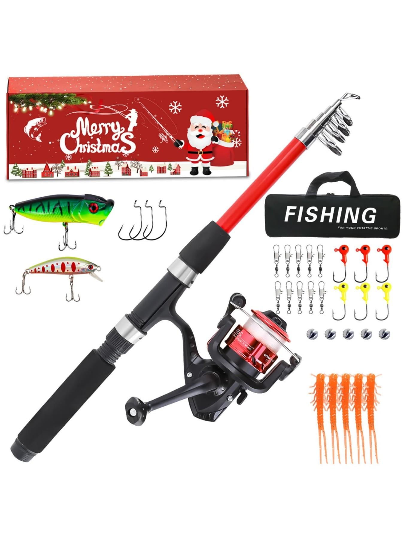 Merry Christmas Fishing Gear Gift Box, Complete Fibreglass Long Casting ...